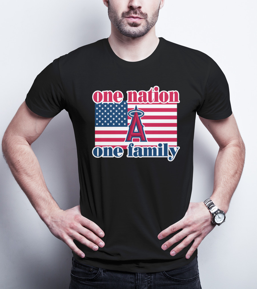 One Nation One Family Los Angeles Angels American Flag T-Shirt