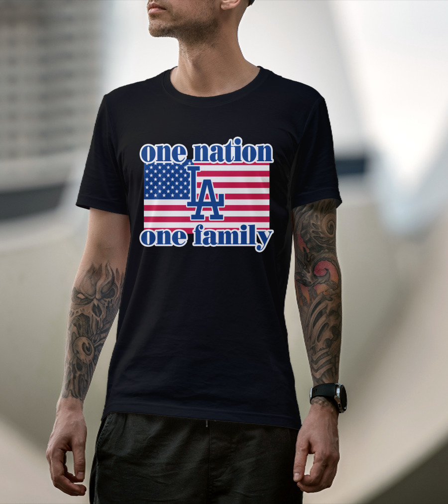One Nation One Family La Dodgers Usa Flag T-Shirt