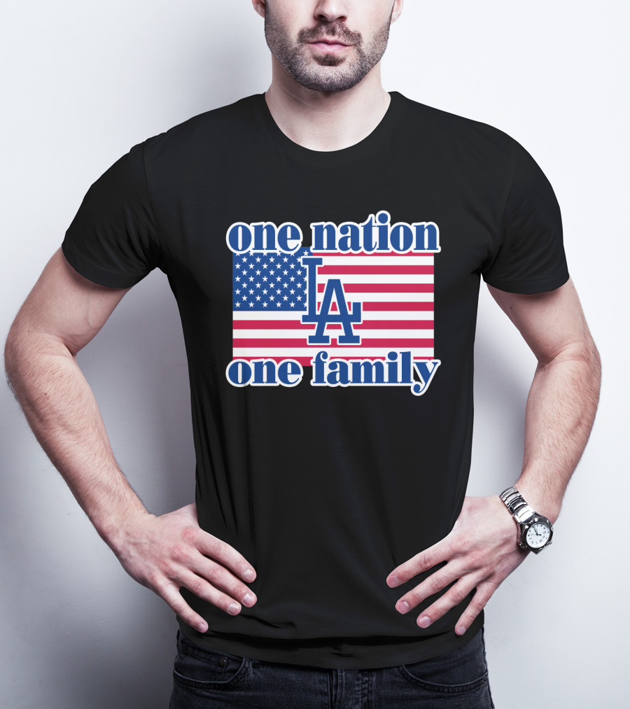 One Nation One Family La Dodgers Usa Flag T-Shirt