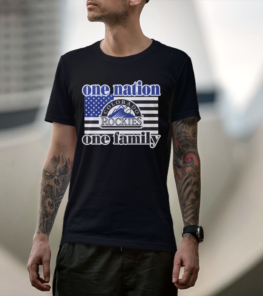 Colorado Rockies One Nation One Family Usa Flag T-Shirt