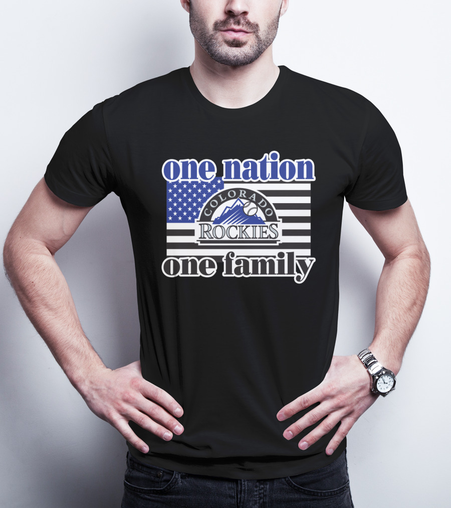 Colorado Rockies One Nation One Family Usa Flag T-Shirt
