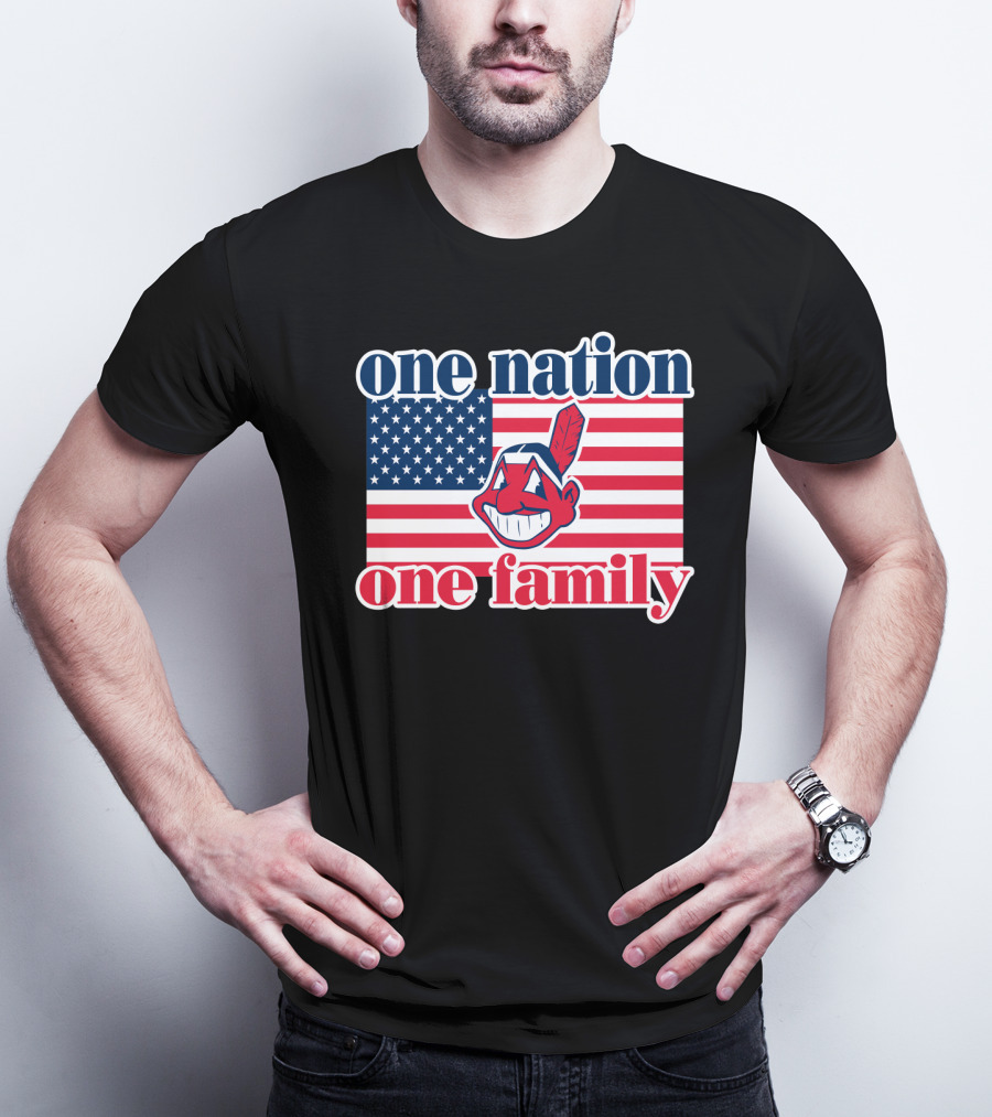 One Nation One Family 54 Cleveland Indians American Flag T-Shirt