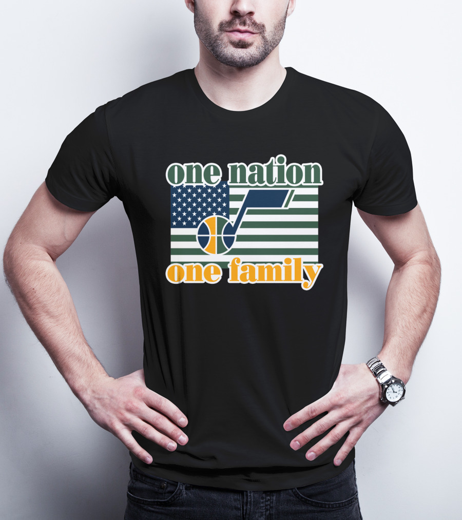 One Nation One Family Utah Jazz Basketball American Flag T-Shirt