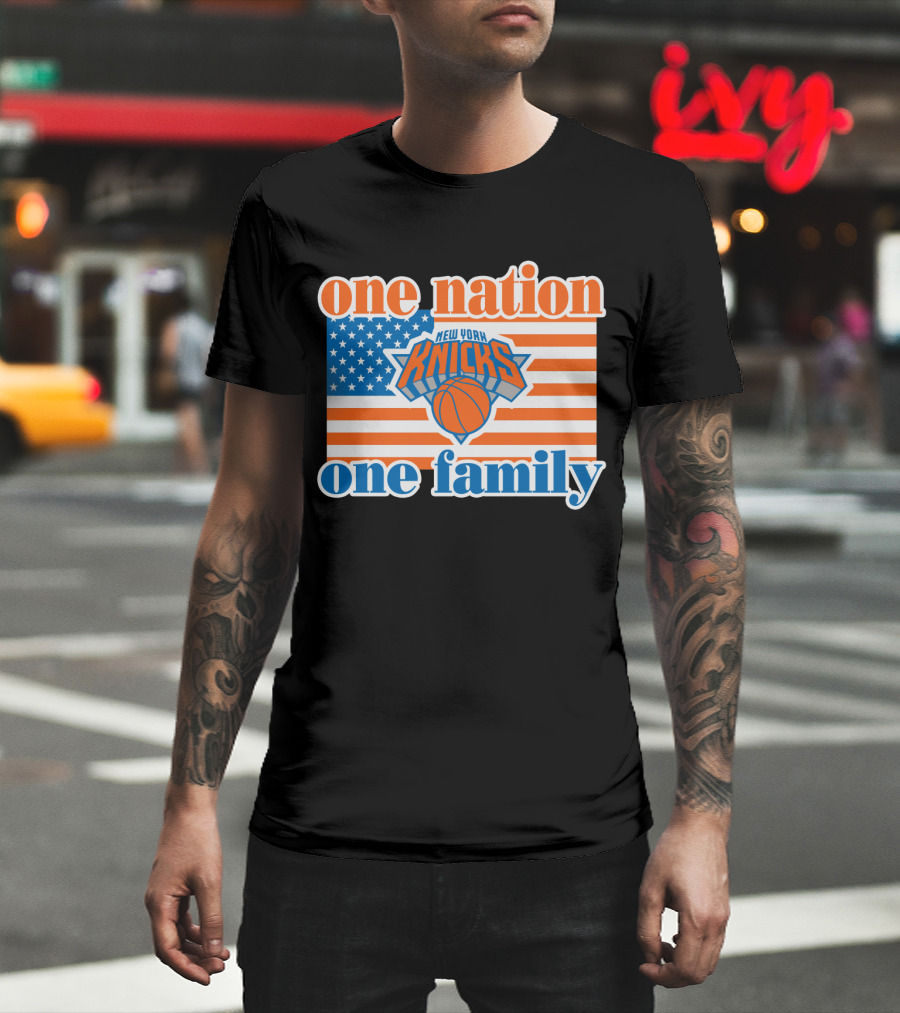 One Nation One Family New York Knicks 71 American Flag Basketball T-Shirt