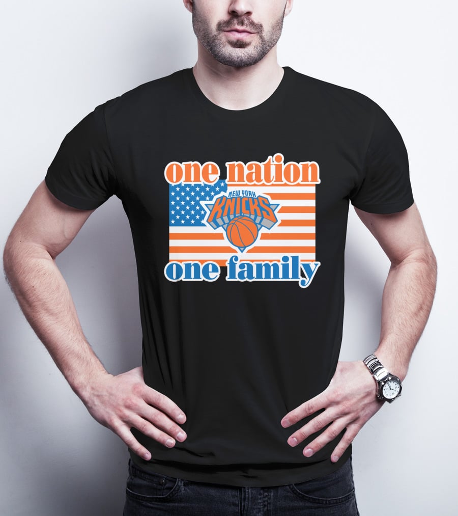 One Nation One Family New York Knicks 71 American Flag Basketball T-Shirt