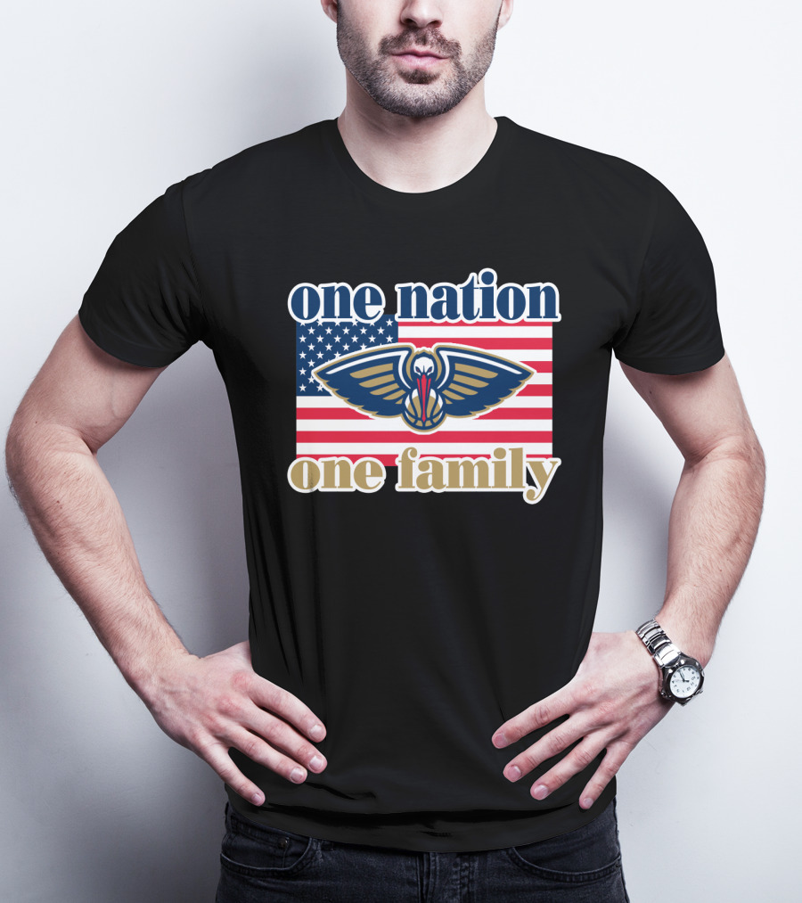 One Nation One Family New Orleans Pelicans American Flag T-Shirt