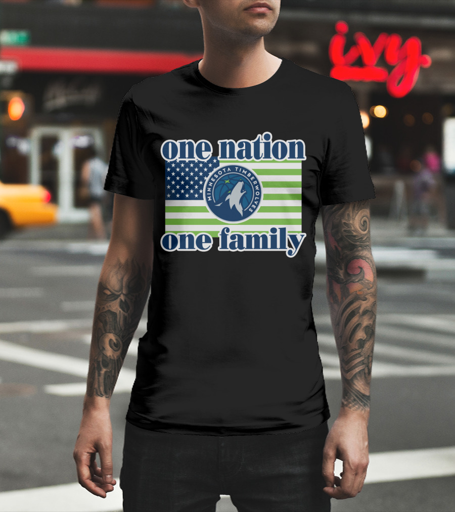 One Nation One Family Minnesota Timberwolves Flag T-Shirt