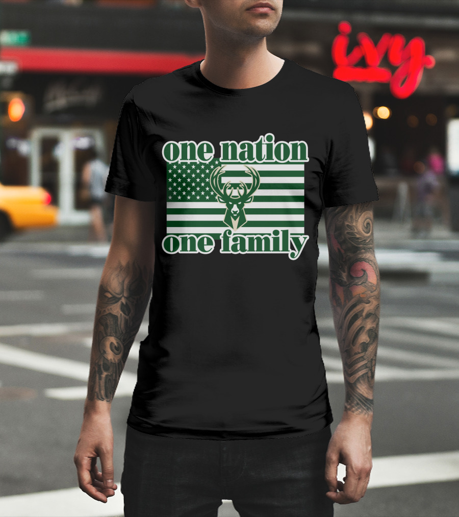 One Nation One Family 74 Milwaukee Bucks T-Shirt