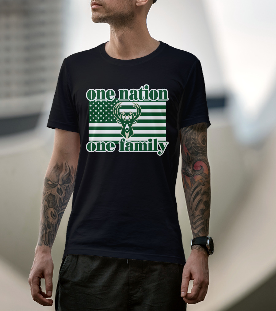 One Nation One Family 74 Milwaukee Bucks T-Shirt