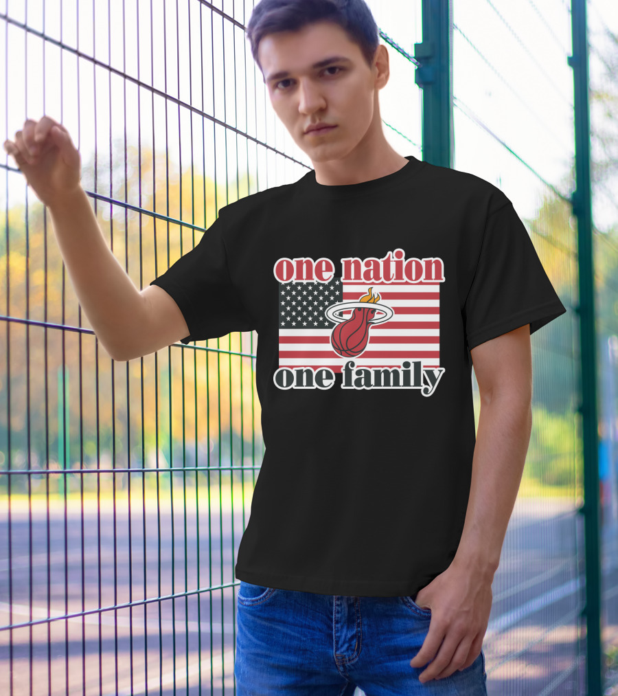 One Nation One Family Miami Heat American Flag T-Shirt