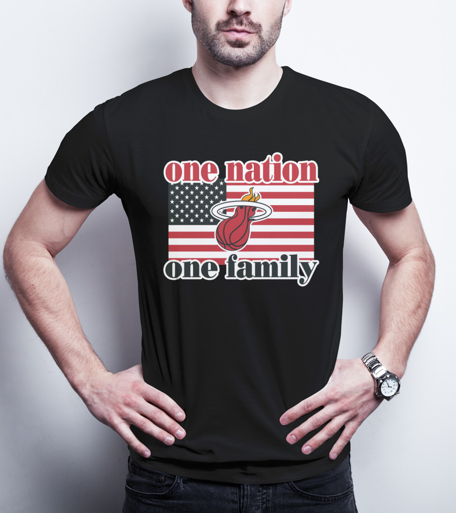 One Nation One Family Miami Heat American Flag T-Shirt