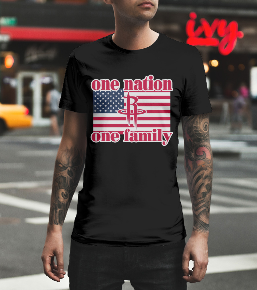 One Nation One Family 79 Houston Rockets Usa Flag T-Shirt