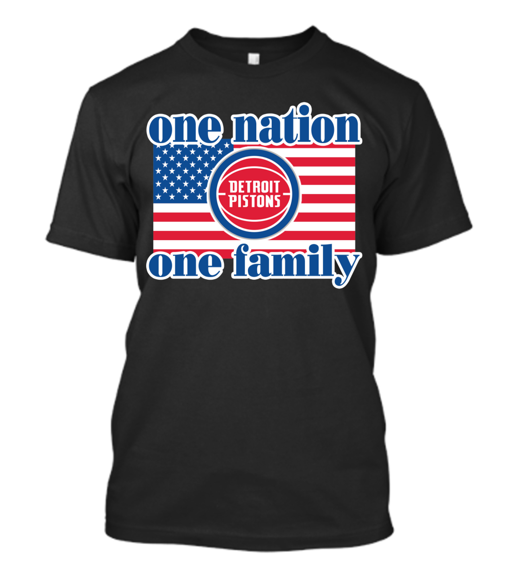 One Nation One Family Detroit Pistons 81 Usa Flag T-Shirt