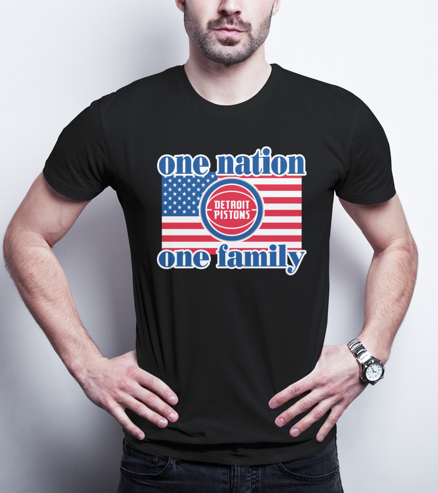 One Nation One Family Detroit Pistons 81 Usa Flag T-Shirt
