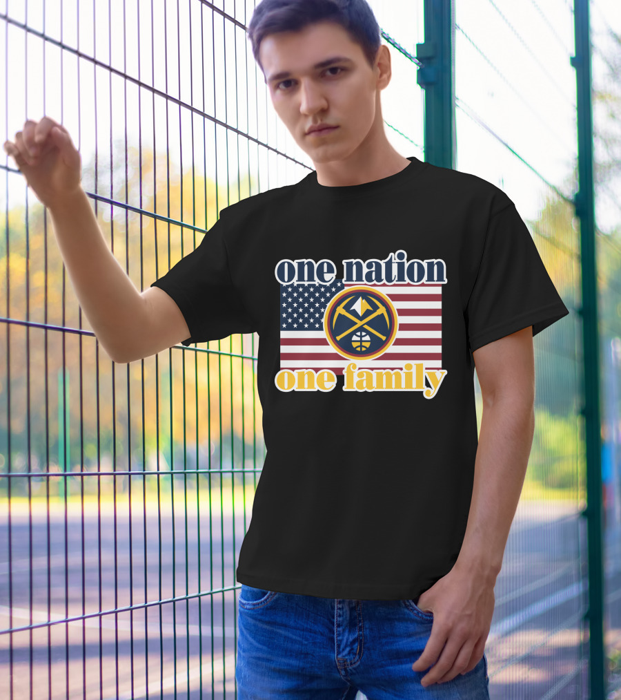 One Nation One Family Denver Nuggets American Flag T-Shirt