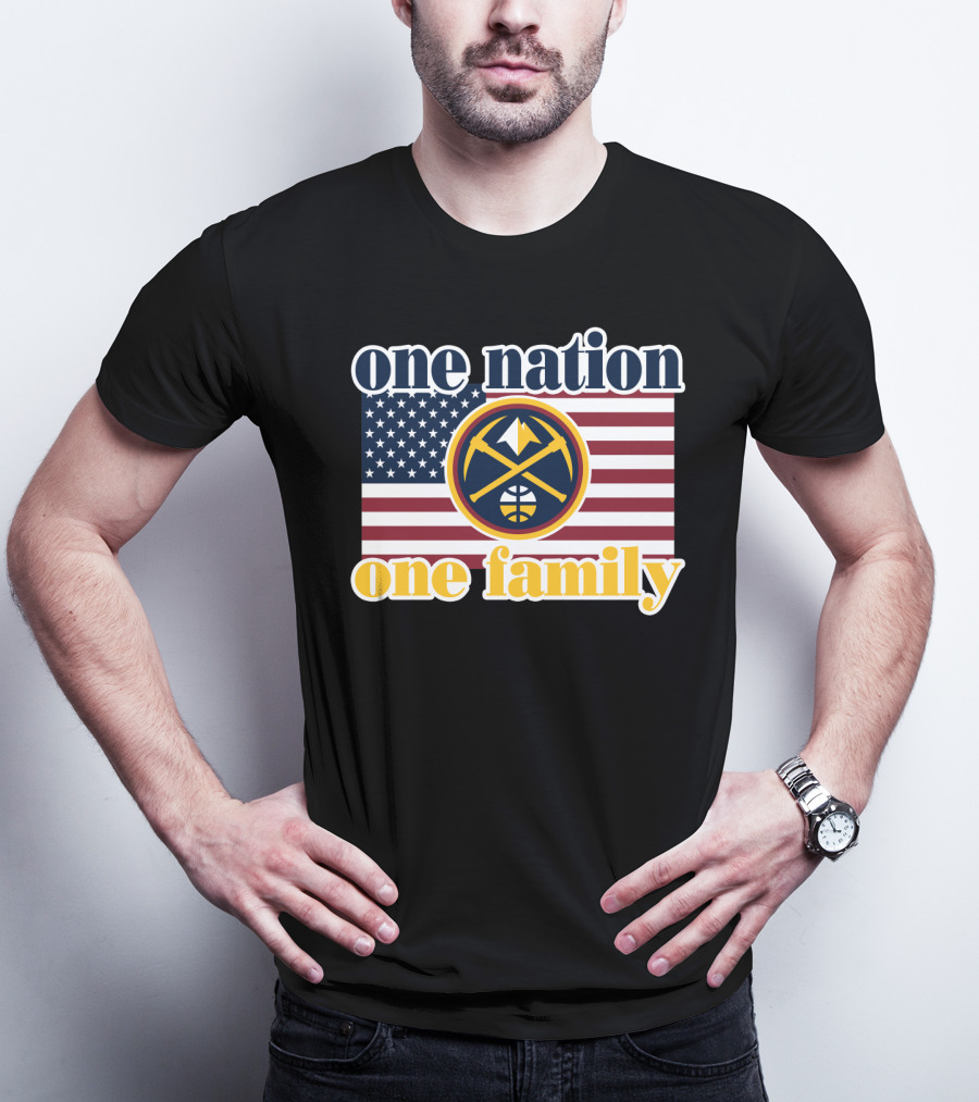 One Nation One Family Denver Nuggets American Flag T-Shirt