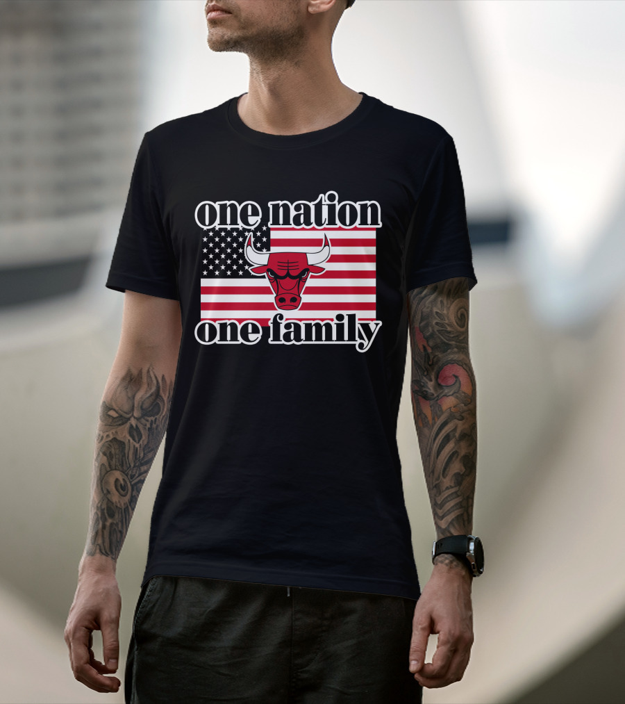 One Nation One Family Chicago Bulls 1985 Usa Flag T-Shirt