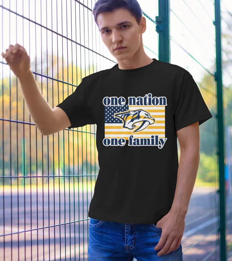 One Nation One Family Nashville Predators American Flag T-Shirt