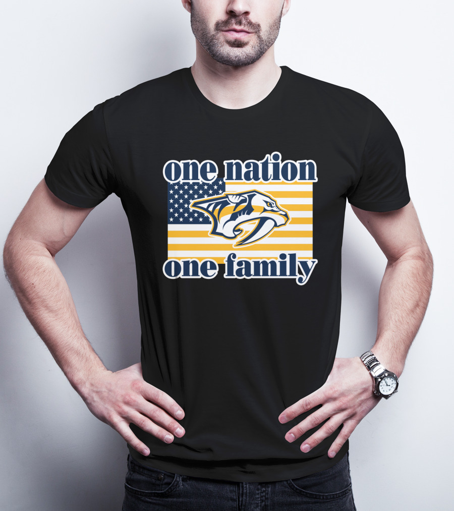 One Nation One Family Nashville Predators American Flag T-Shirt