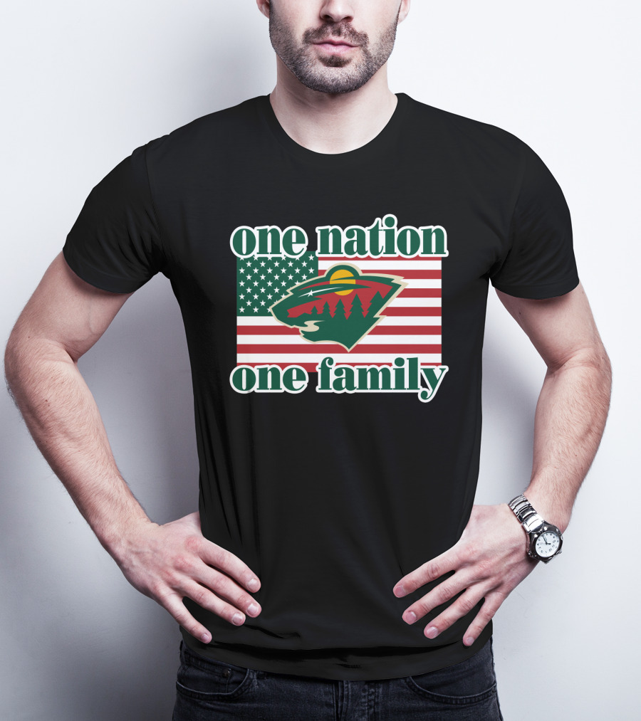 One Nation One Family 102 Minnesota Wild American Flag T-Shirt