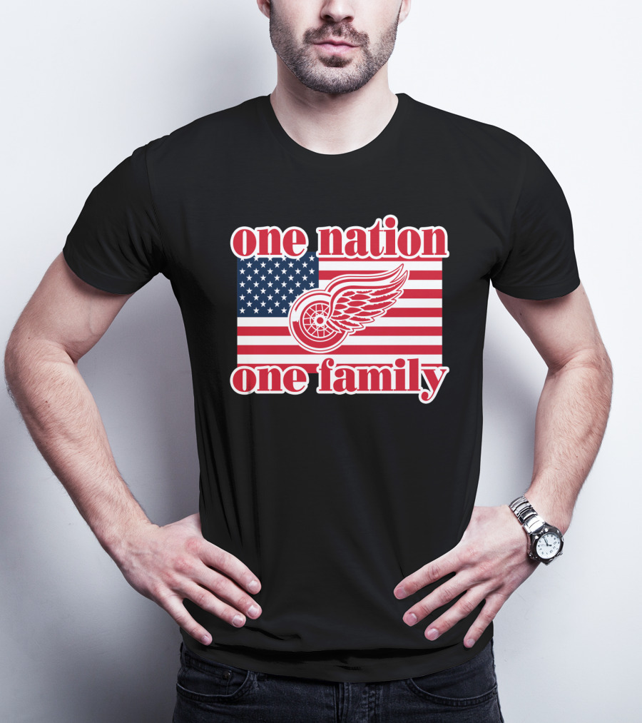 One Nation One Family Detroit Red Wings 105 American Flag T-Shirt
