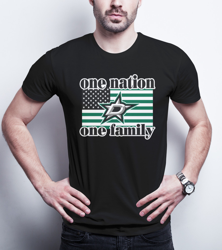 One Nation One Family Dallas Stars D Logo American Flag T-Shirt