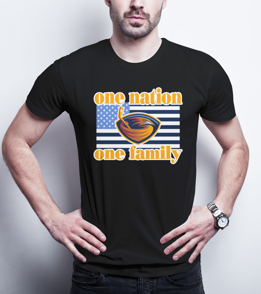 One Nation One Family Atlanta Thrashers Logo American Flag T-Shirt