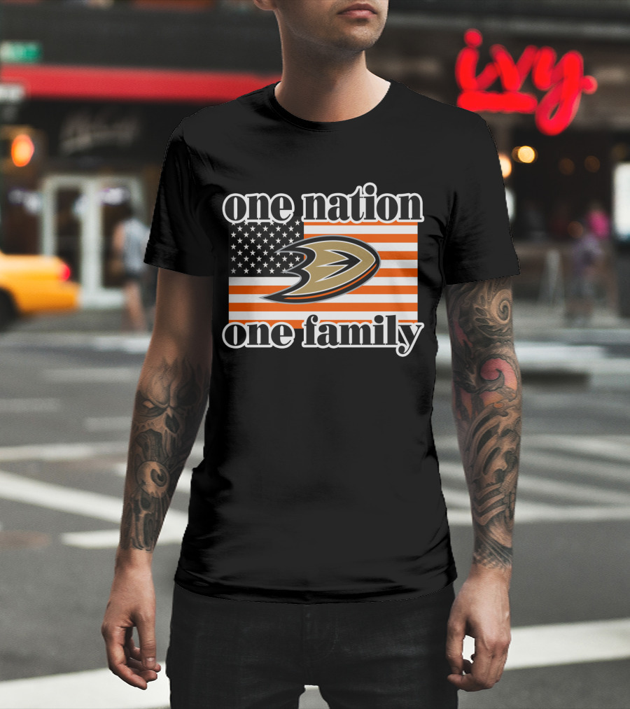 One Nation One Family Anaheim Ducks American Flag T-Shirt