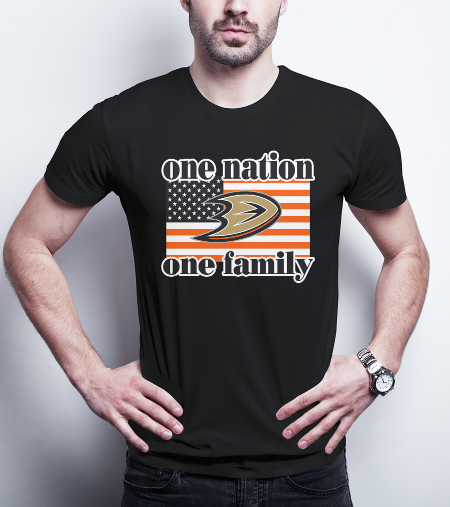 One Nation One Family Anaheim Ducks American Flag T-Shirt