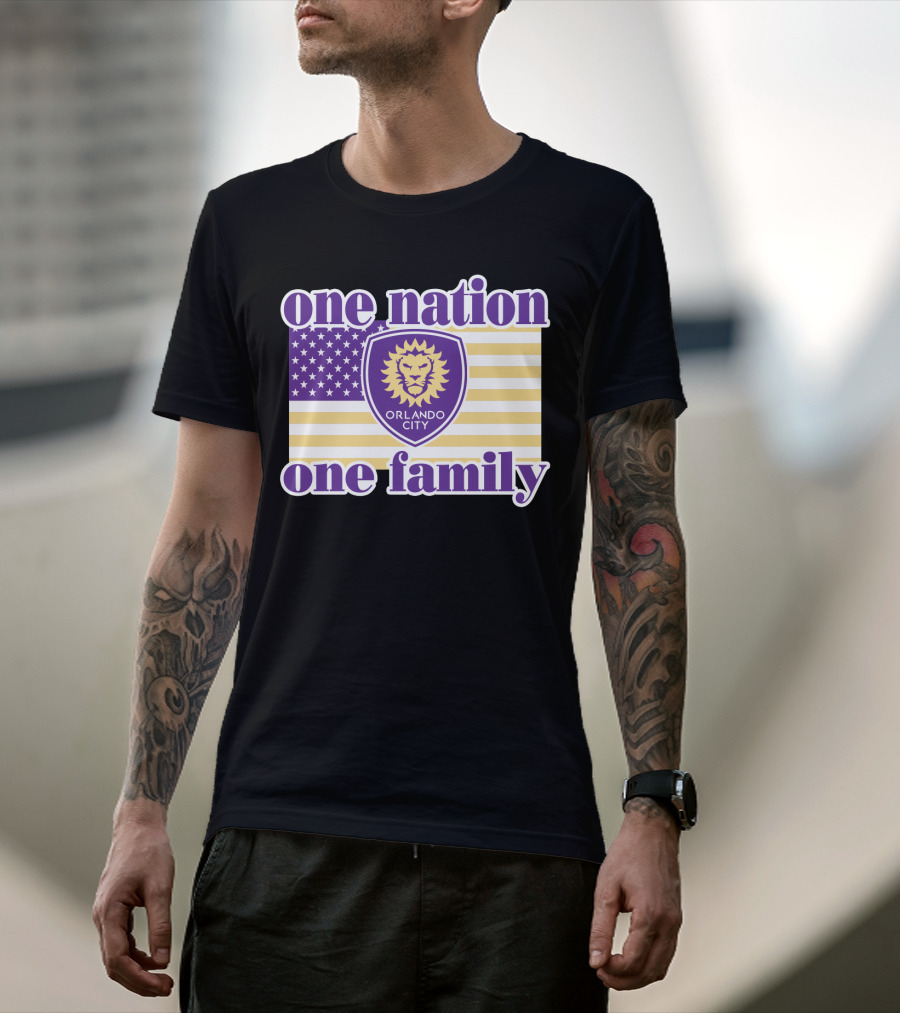 One Nation One Family Orlando City Sc American Flag Lion T-Shirt