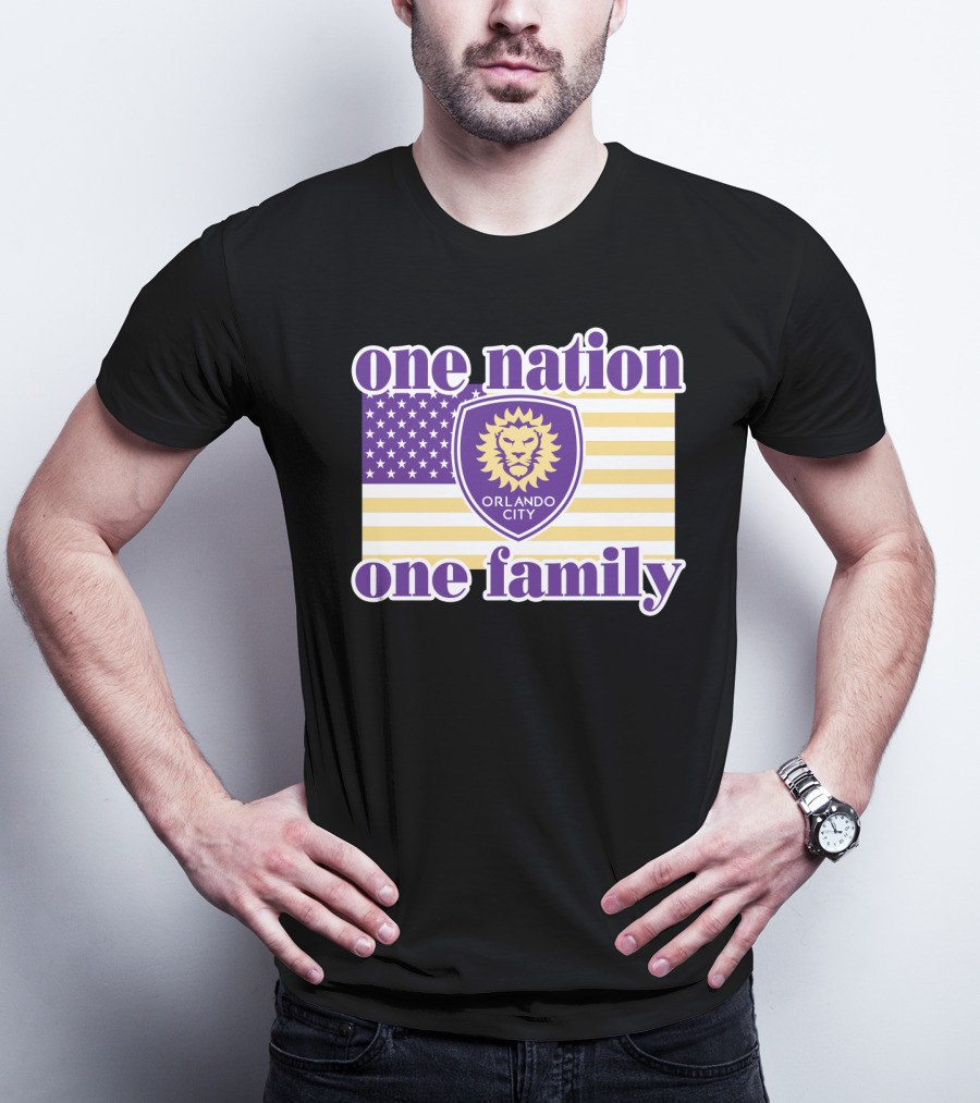 One Nation One Family Orlando City Sc American Flag Lion T-Shirt