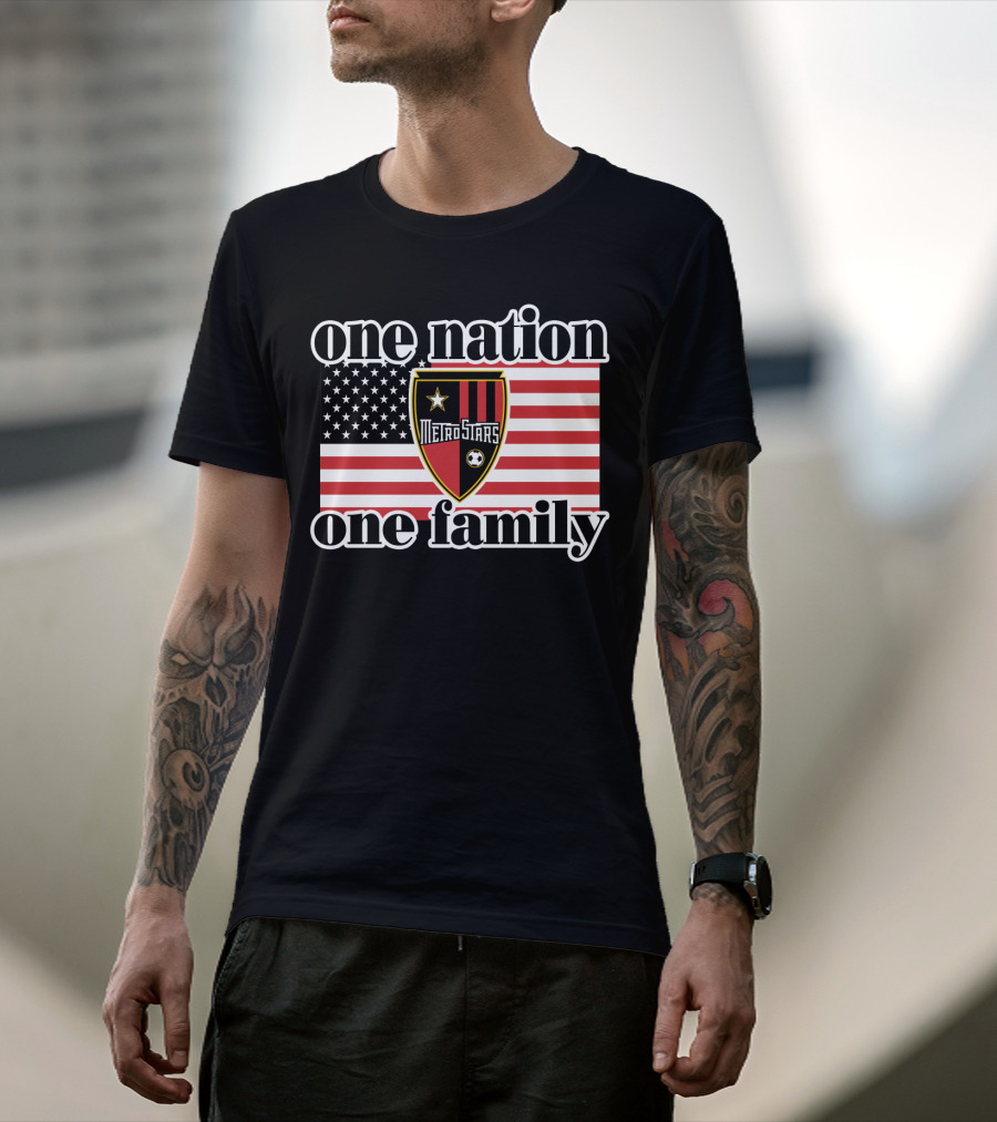 One Nation One Family Metrostars 136 Usa Flag Soccer Shield T-Shirt