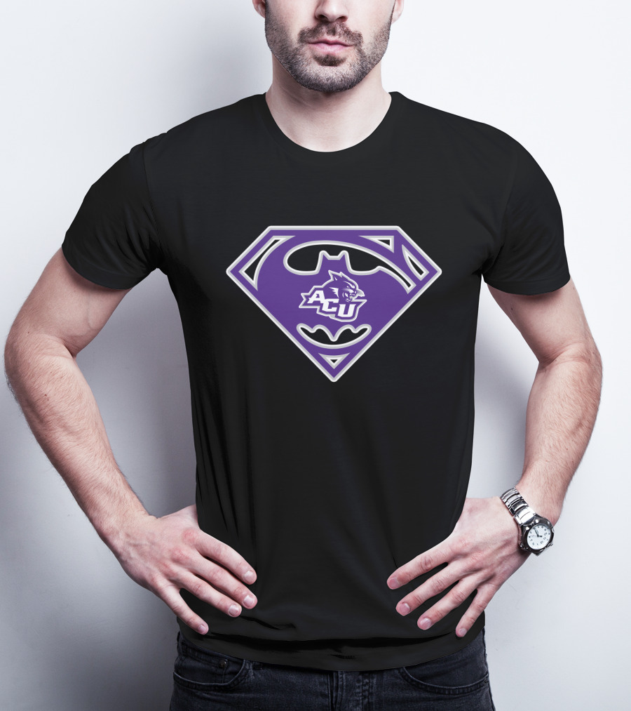Acu Abilene Christian Wildcats Superhero Logo Purple T-Shirt