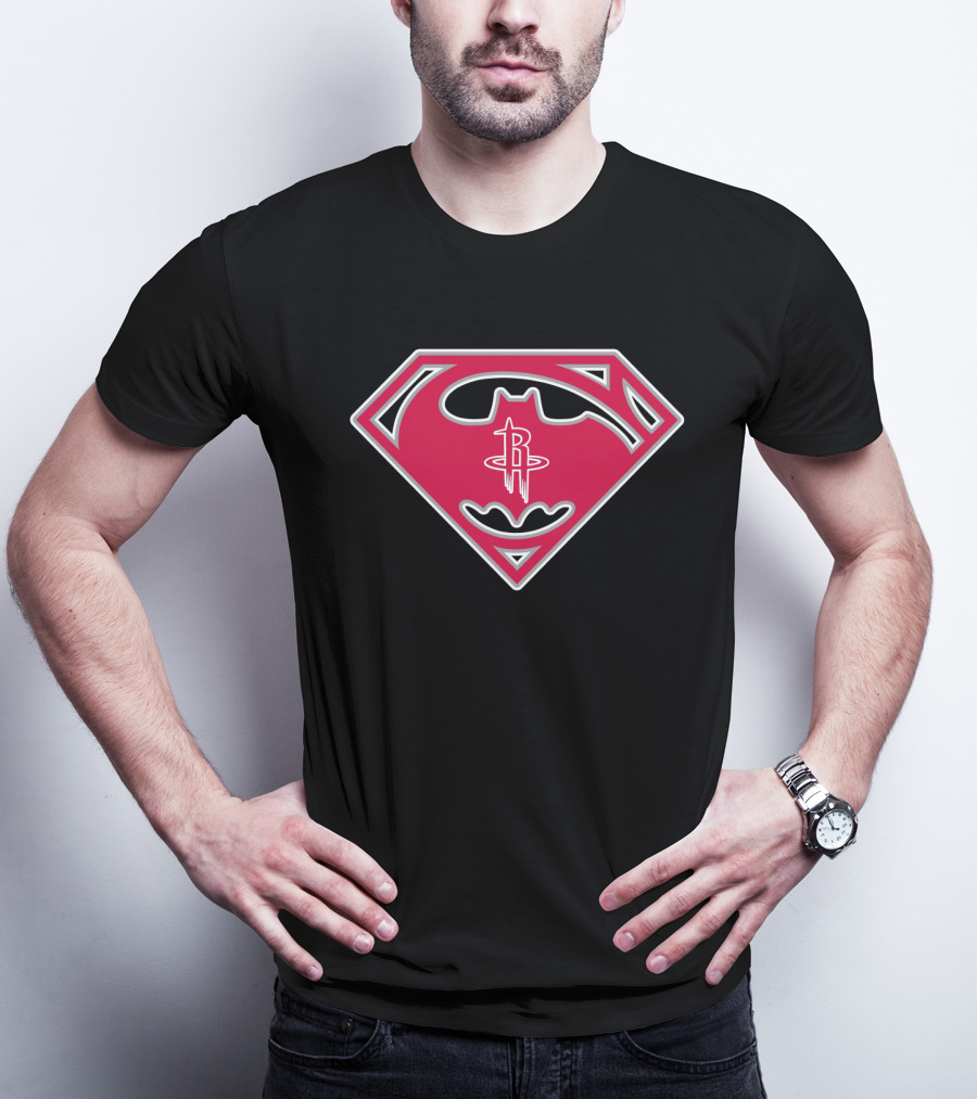 Bat Superhero Logo Houston Rockets Crossover T-Shirt
