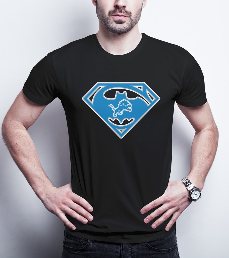 Detroit Lions Superman Batman T-Shirt