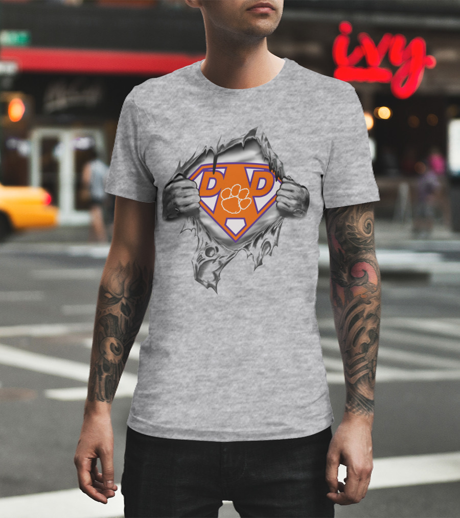 Dad Paw Clemson Superhero Symbol Tear-Away T-Shirt