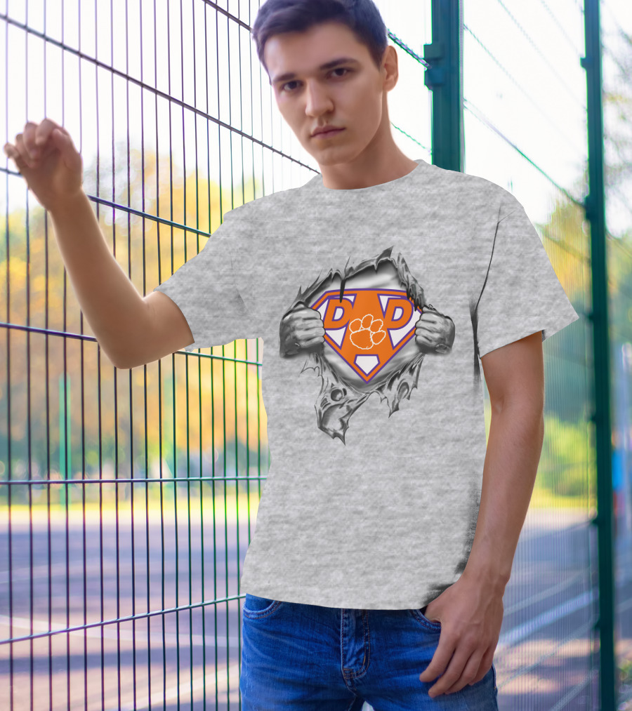 Dad Paw Clemson Superhero Symbol Tear-Away T-Shirt