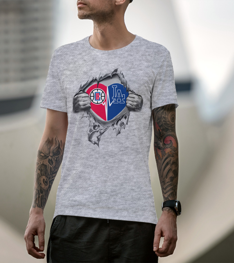 Dodgers La Clippers Heart T-Shirt