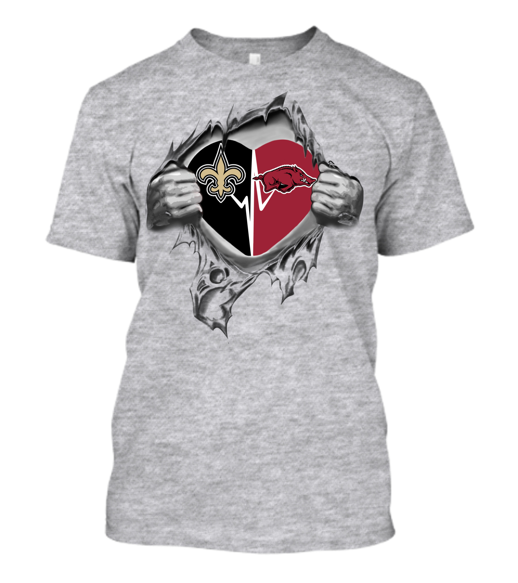 Saints Arkansas Razorbacks Dual Heart T-Shirt