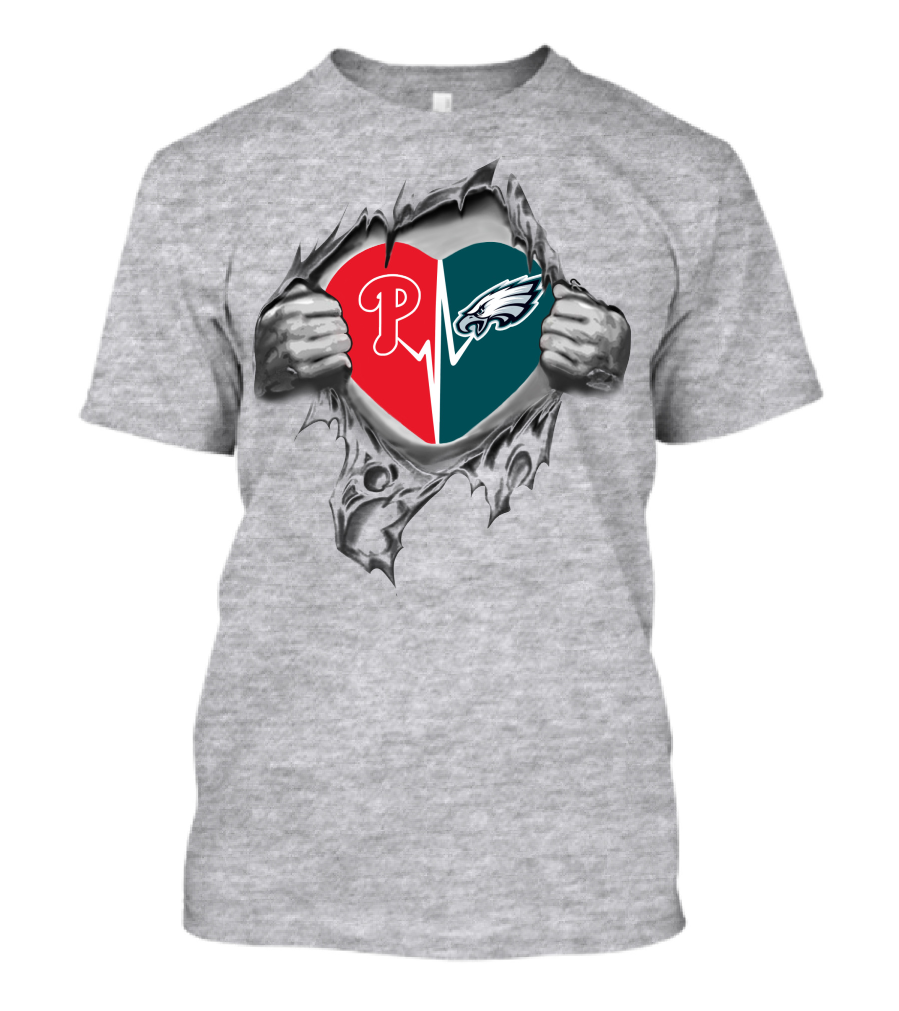 Eagles Phillies Heartbeat Passion Philadelphia Sports Fans T-Shirt