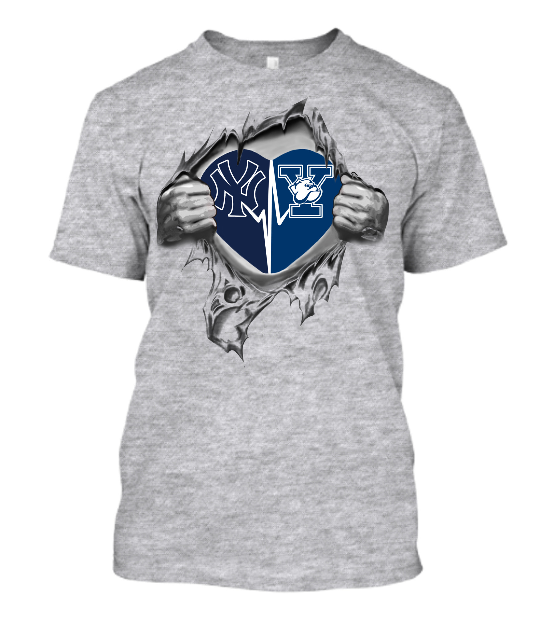 Yankees Yale Heart Logo Fusion With Ripped T-Shirt