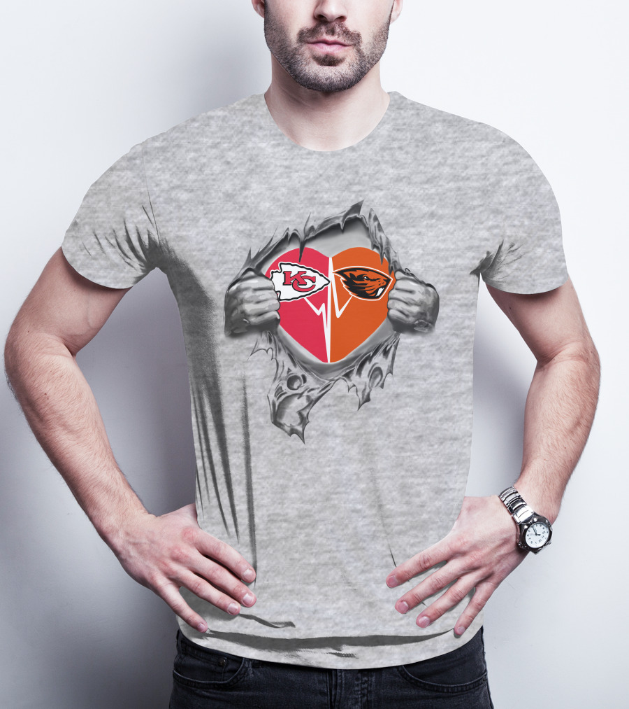 Chiefs Oregon State Beavers Heart Inside T-Shirt