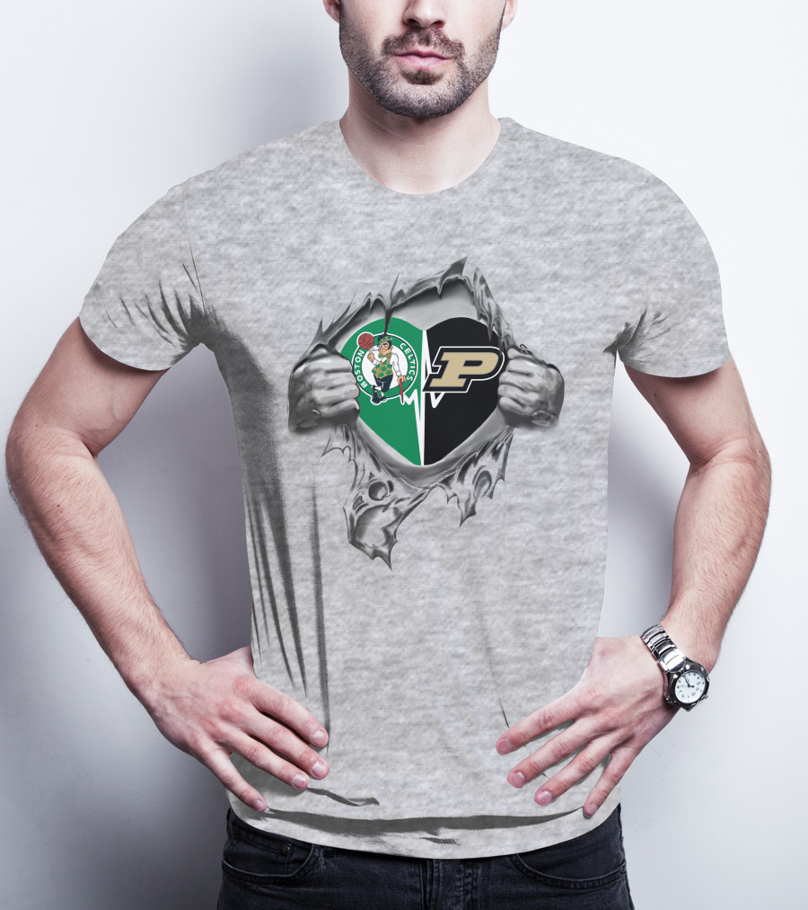 Boston Celtics Purdue Heartbeat Passion T-Shirt