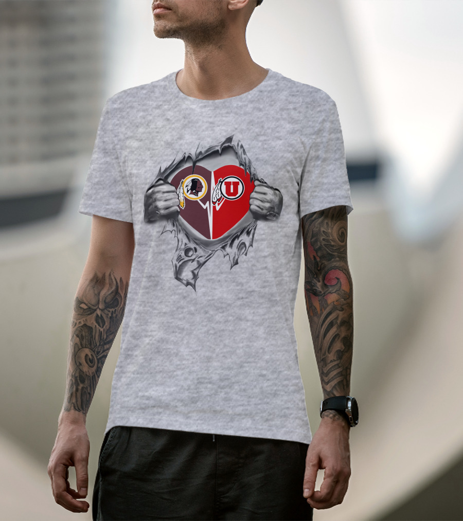Redskins Utes Heart Logo Tear T-Shirt