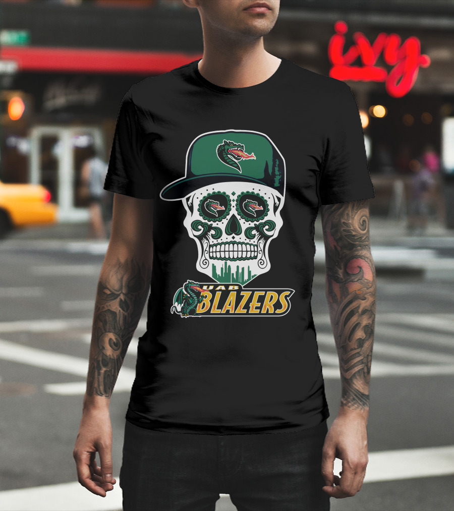 Uab Blazers Skull Sugar Day Of The Dead Style T-Shirt