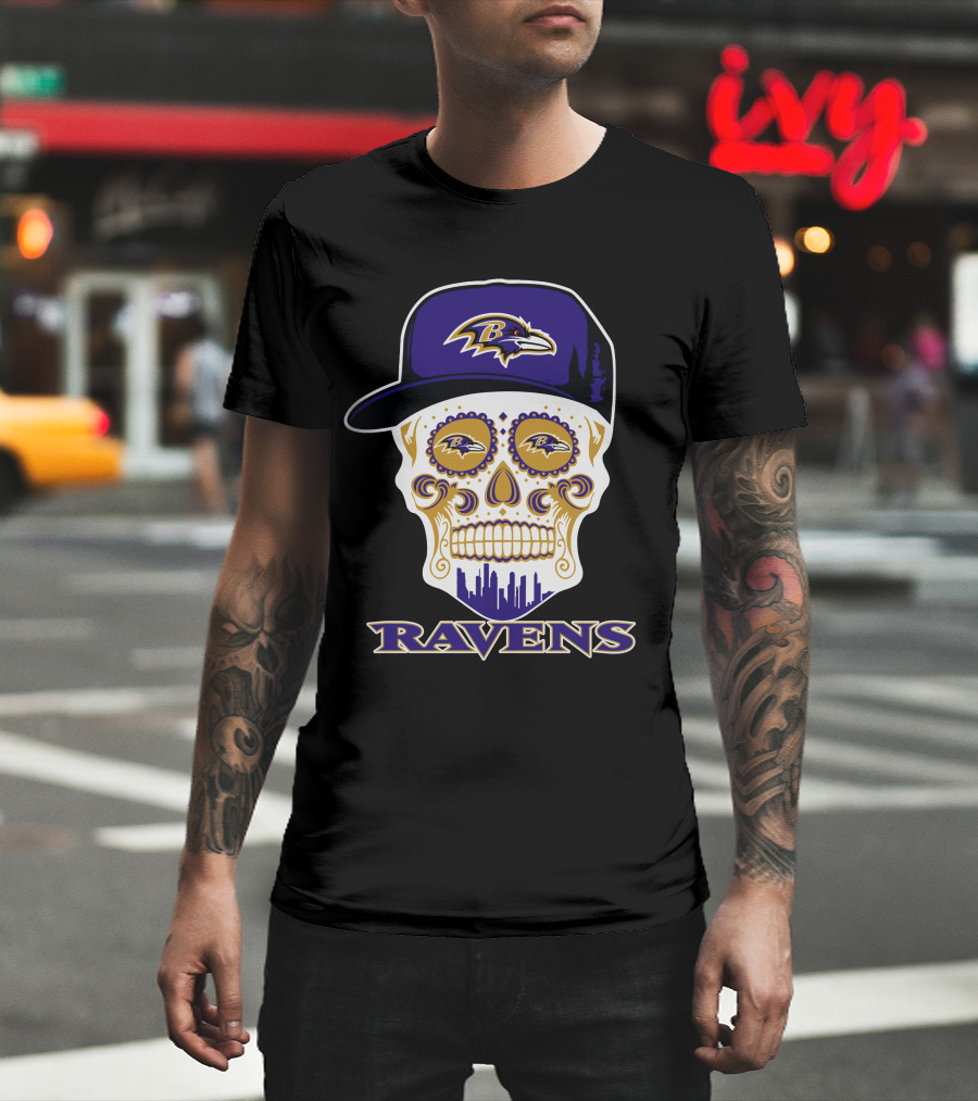 Ravens Skull With Hat And Baltimore Ravens T-Shirt