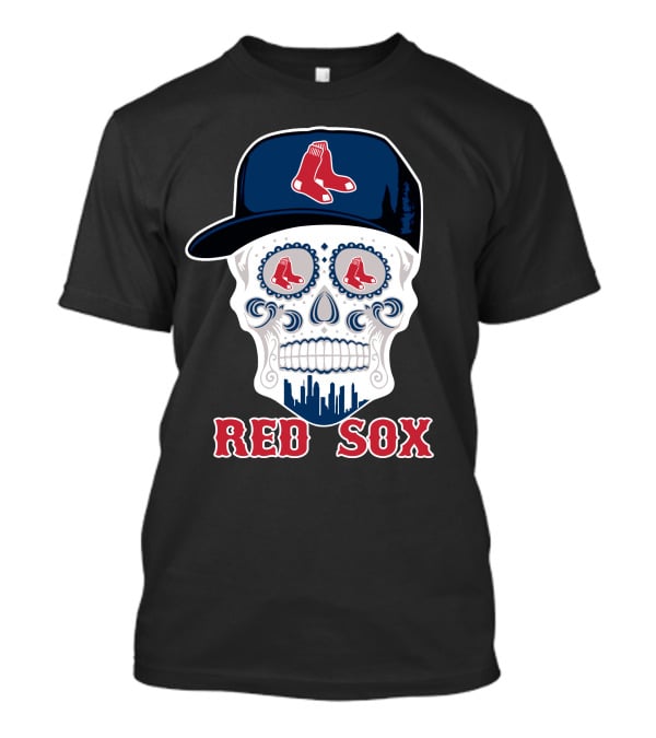 Boston Red Sox Skull Hat Cityscape Funny T-Shirt