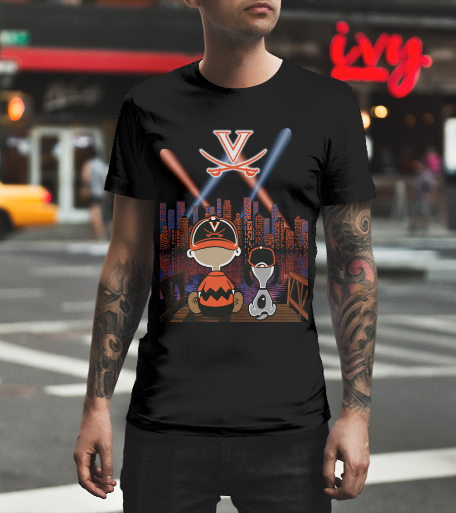Virginia Cavaliers Snoopy City Night Skyline T-Shirt