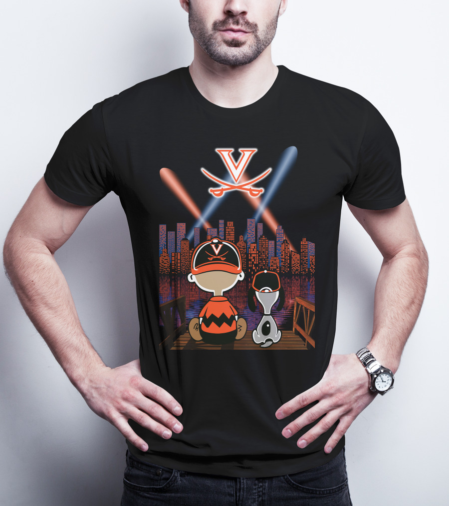 Virginia Cavaliers Snoopy City Night Skyline T-Shirt