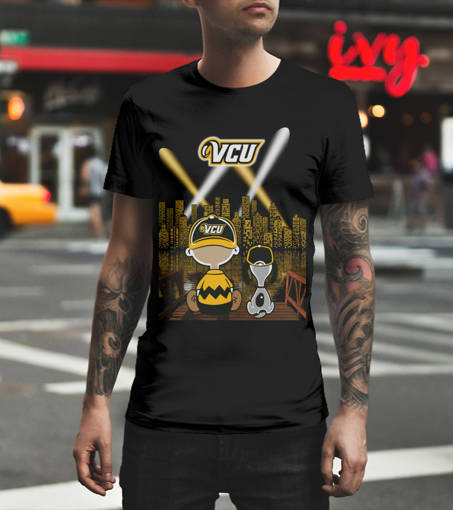 Vcu Rams Night City Skyline Baseball Cap Duo T-Shirt
